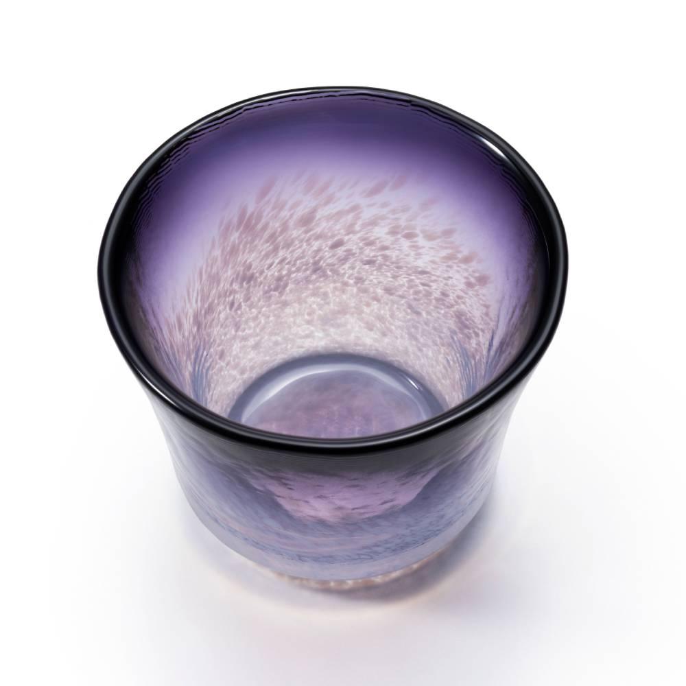 Aderia Handmade Sake Cup Shot Glass Vivid Purple Pattern 75ml