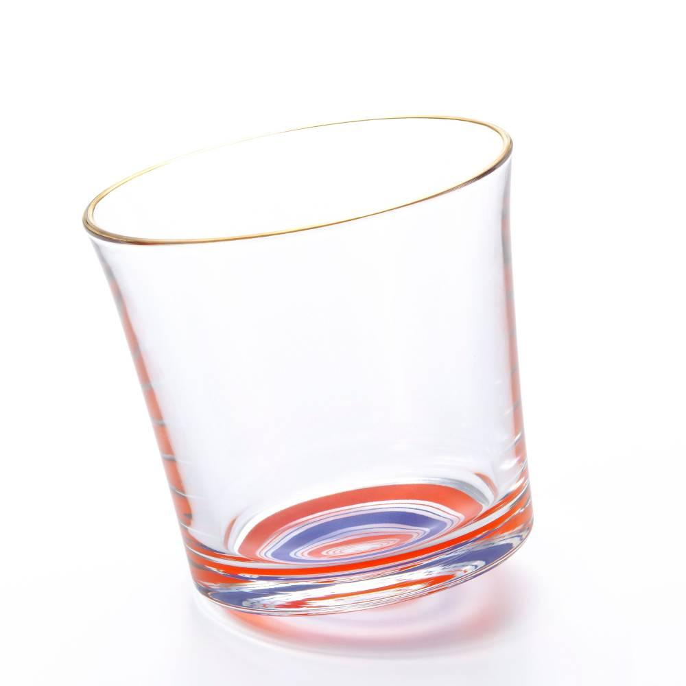 Aderia Stylish Short Glass Modern Red & Blue Pattern 280ml – Japanese Taste