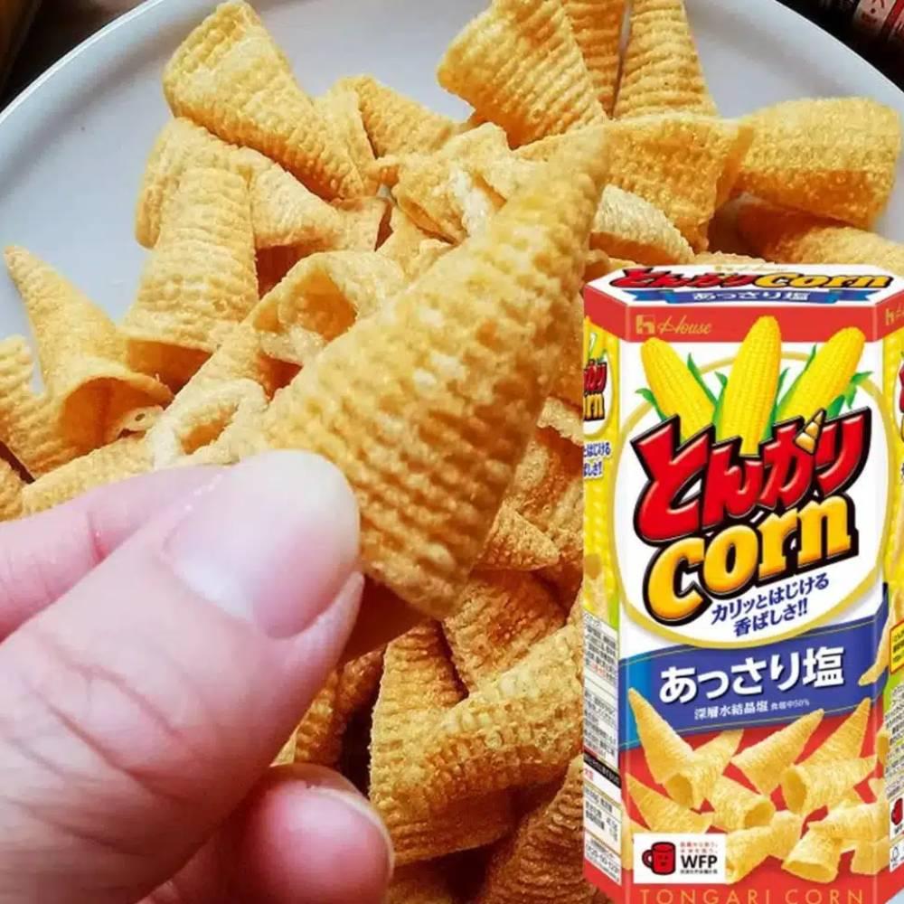 House Tongari Corn Japanese Cone Shaped Chips Lightly Salted (Pack of 6)