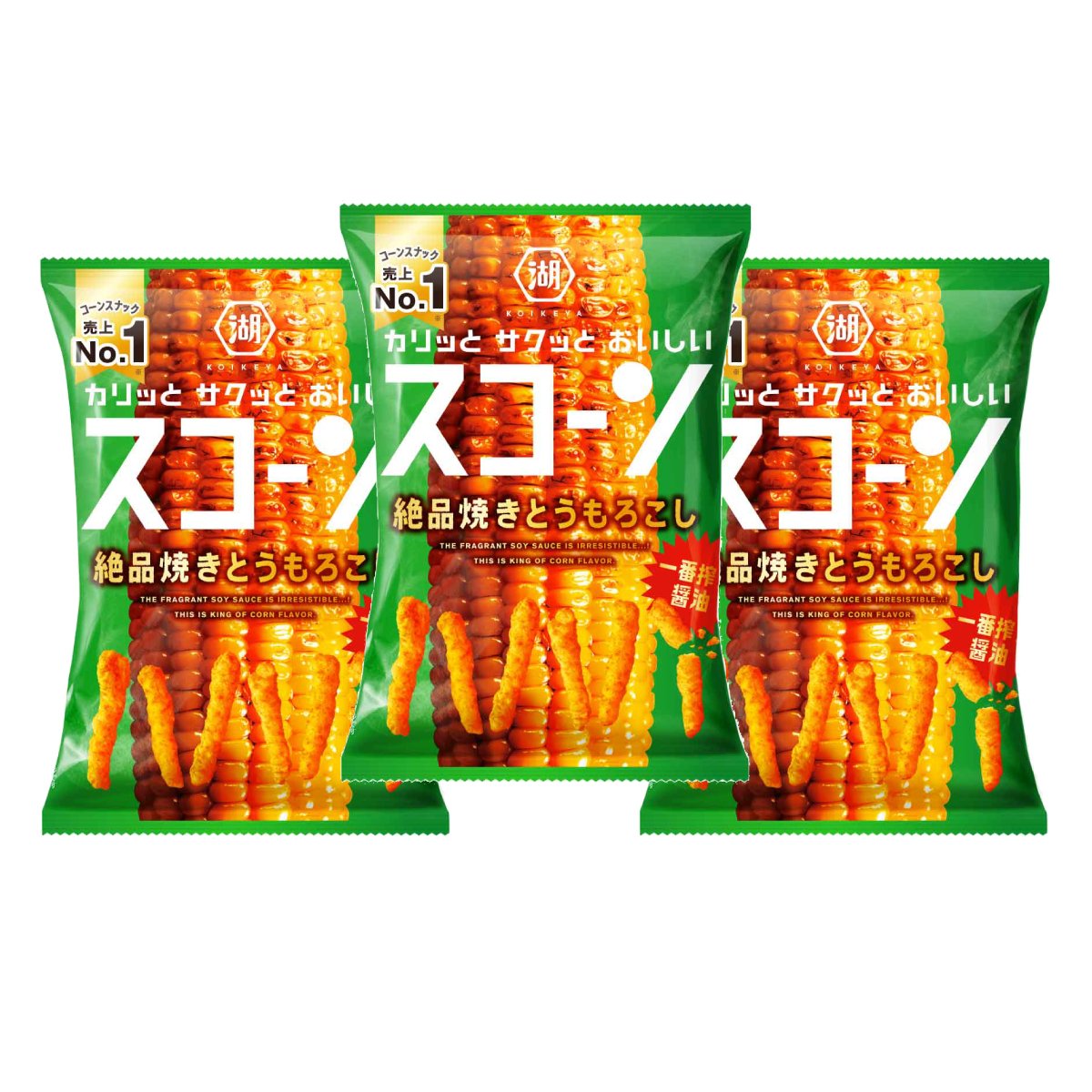 Koikeya Scorn Soy Sauce Grilled Corn Flavor Crispy Corn Puffs 73g (Pac
