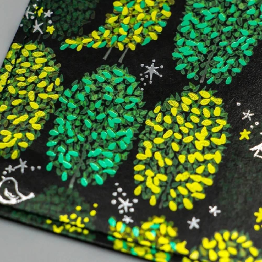 Reusable Book Cover Foil Stamped Original Green Trees Design